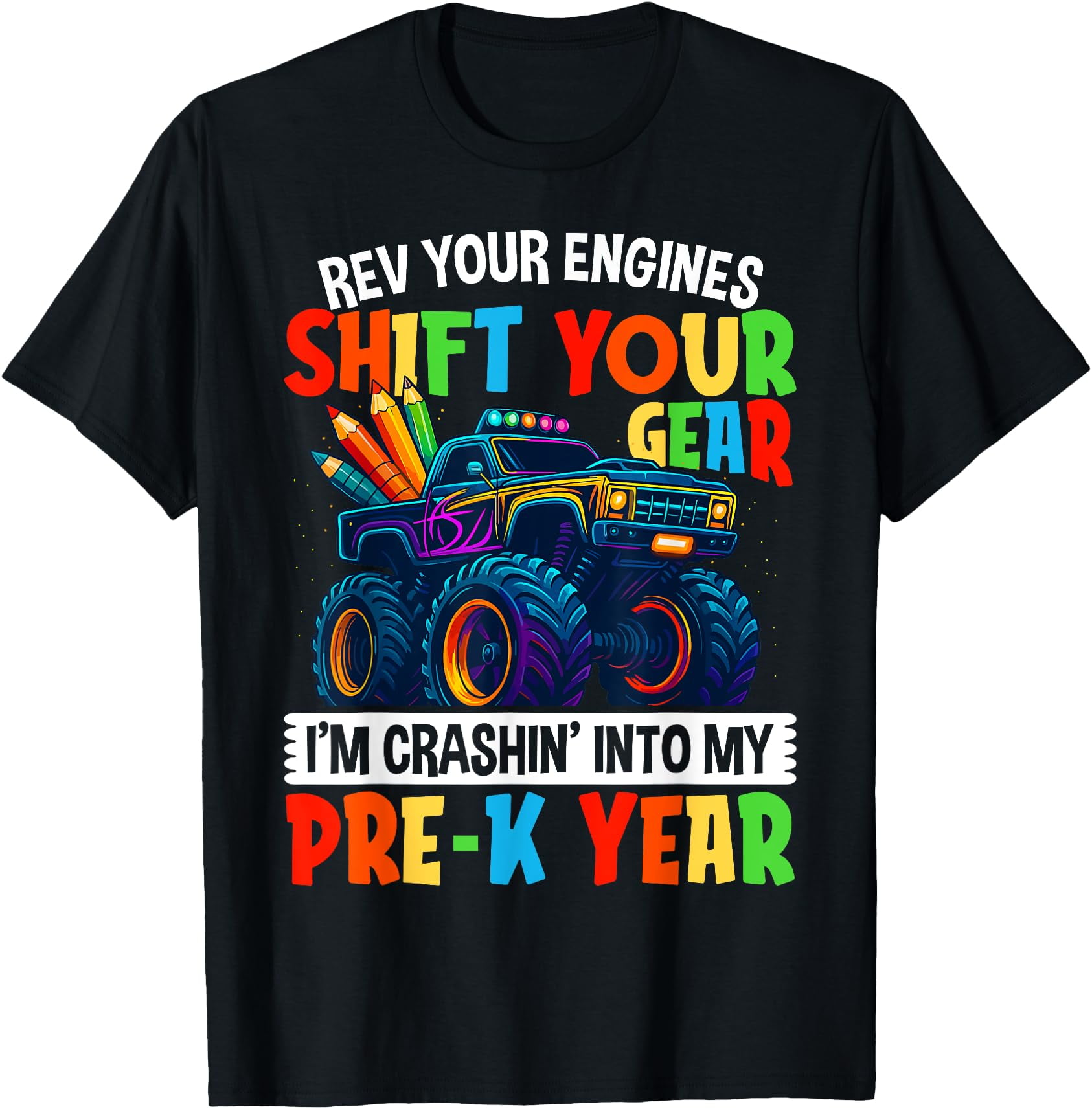 First Day Of School Shirt Pre-K Monster Truck Boys Kids T-Shirt ...