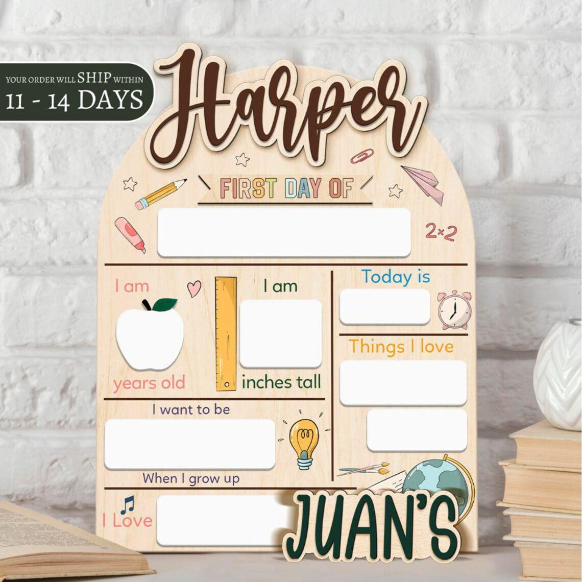 First Day Of School Sign, School Board, Custom Back To School Sign ...