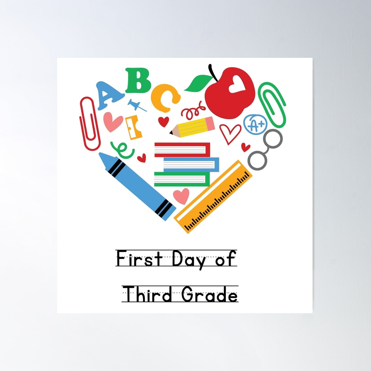First Day Of Third Grade Poster Wall Art, Modern Wall Decor For Living ...
