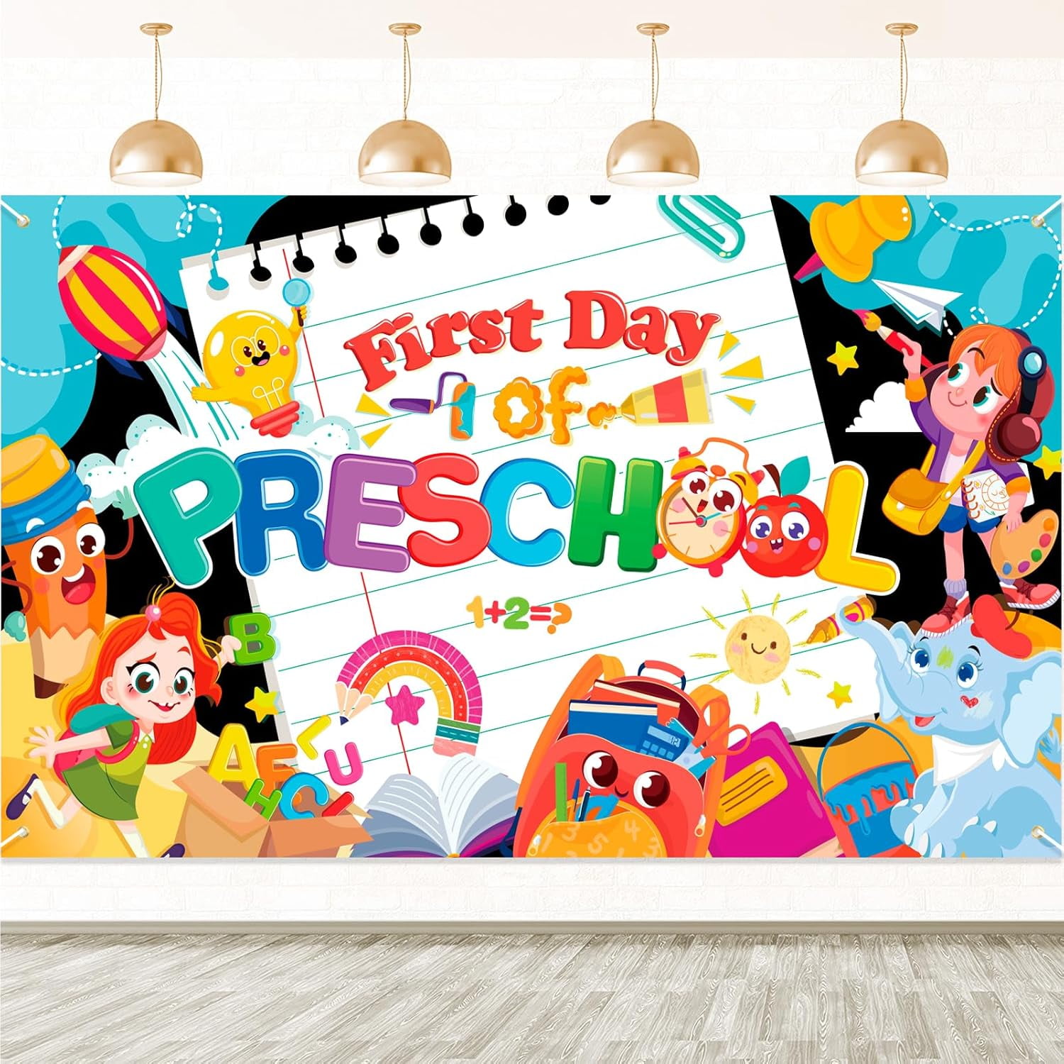 First Day of Preschool Backdrop Banner for Back to School Party ...