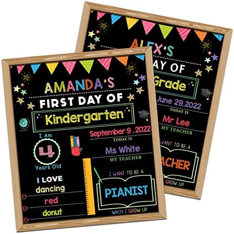 First Day of School Sign, 14" x 11" Double-Sided & Reusable First Day ...