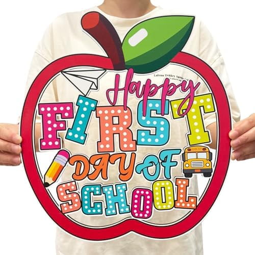 First Day of School Sign Back to School Decorations Red Apple Shaped ...
