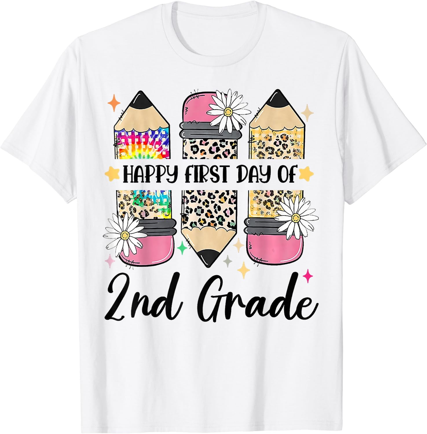 First Day of 2nd Grade Teacher Leopard Pencil Back to School T-Shirt ...