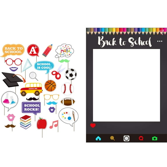 First Day of Photo Booth Props Set, 30PCS Including Frame and Sticks ...