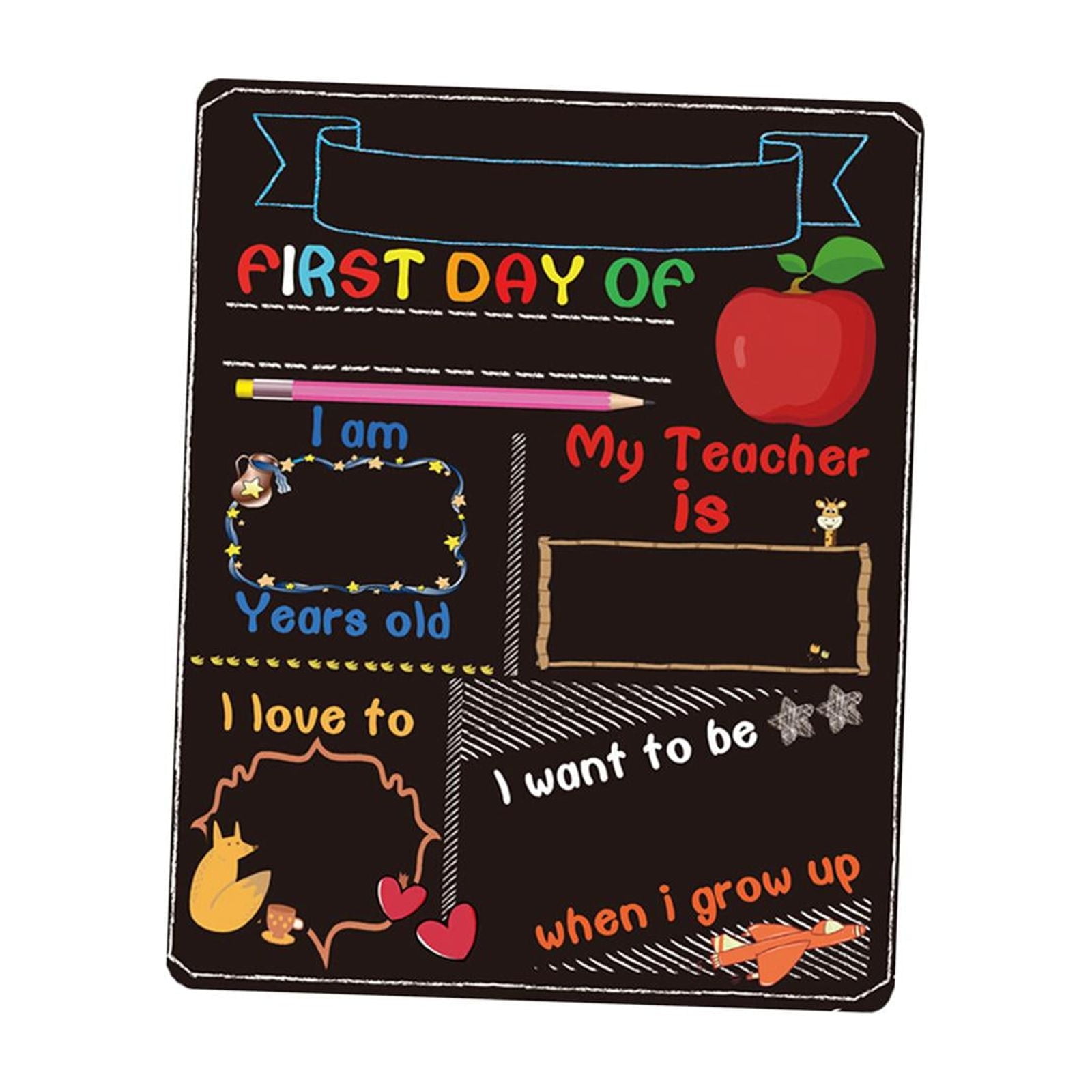 First Day of School Board Sign Wooden Chalkboard Double Sided ...