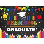 First Day of Preschool Photo Backdrop Globe Books Chalkboard ...