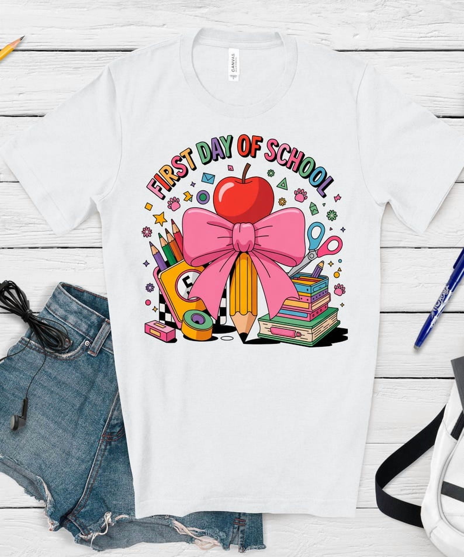 First Day of School Shirt Digital Download - Preppy Teacher Pencil Bow ...