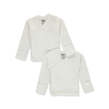 Bambini Preemie White Long Sleeve Side Snap Shirt With Mitten Cuffs ...