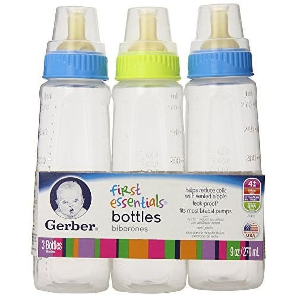 First Essentials by NUK Bottle, 9 oz, Medium Flow, 3-Pack, Pink/White ...