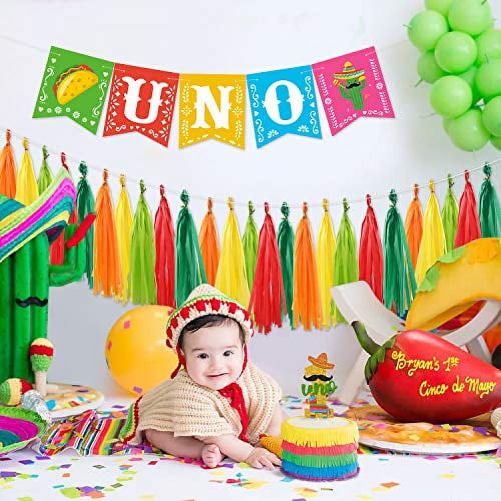 First Fiesta Decor 1st Birthday Party Supplies: Uno Banner, Cake Topper ...