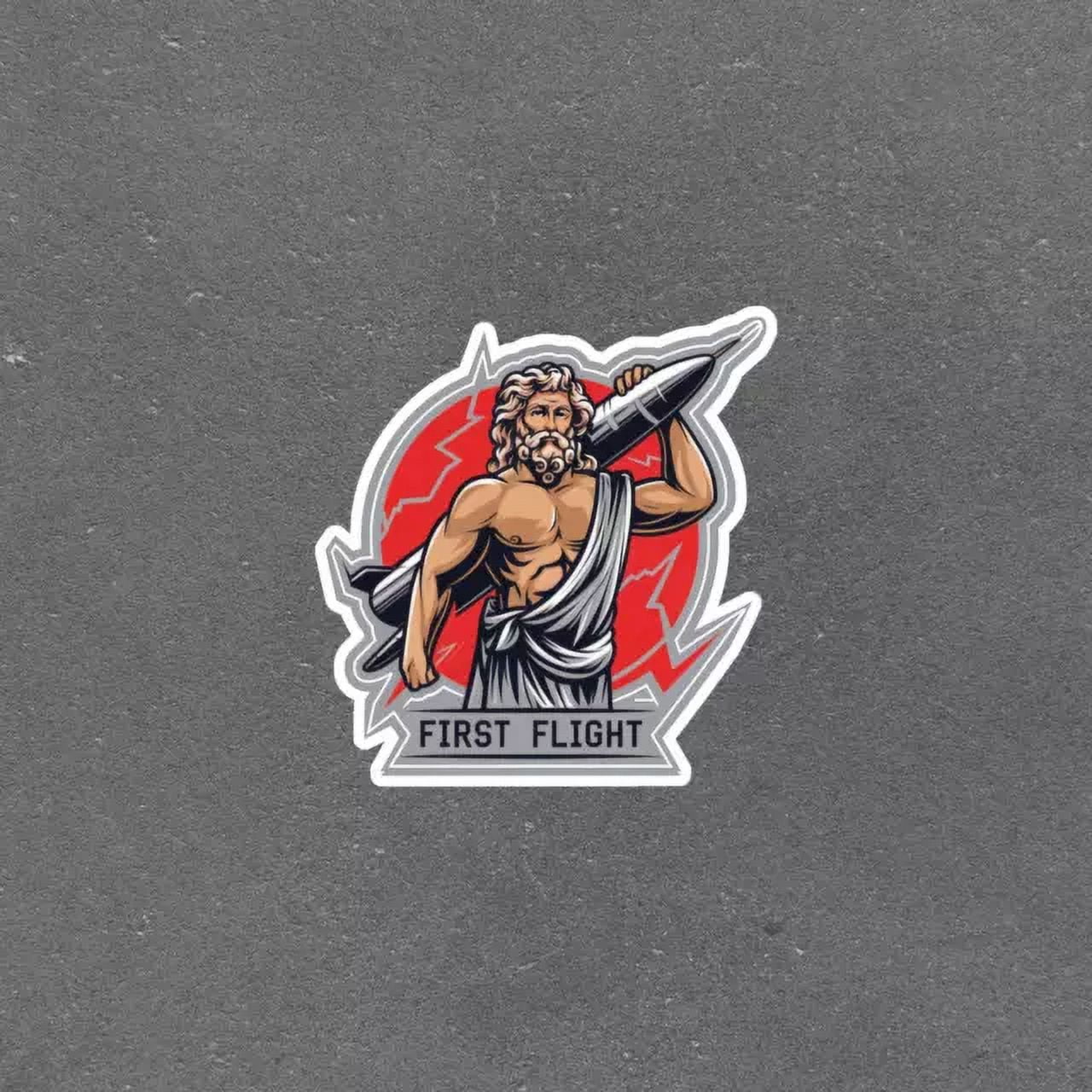 First Flight Zeus Throwing Missile Retro Style Sticker Decalphone Decal ...