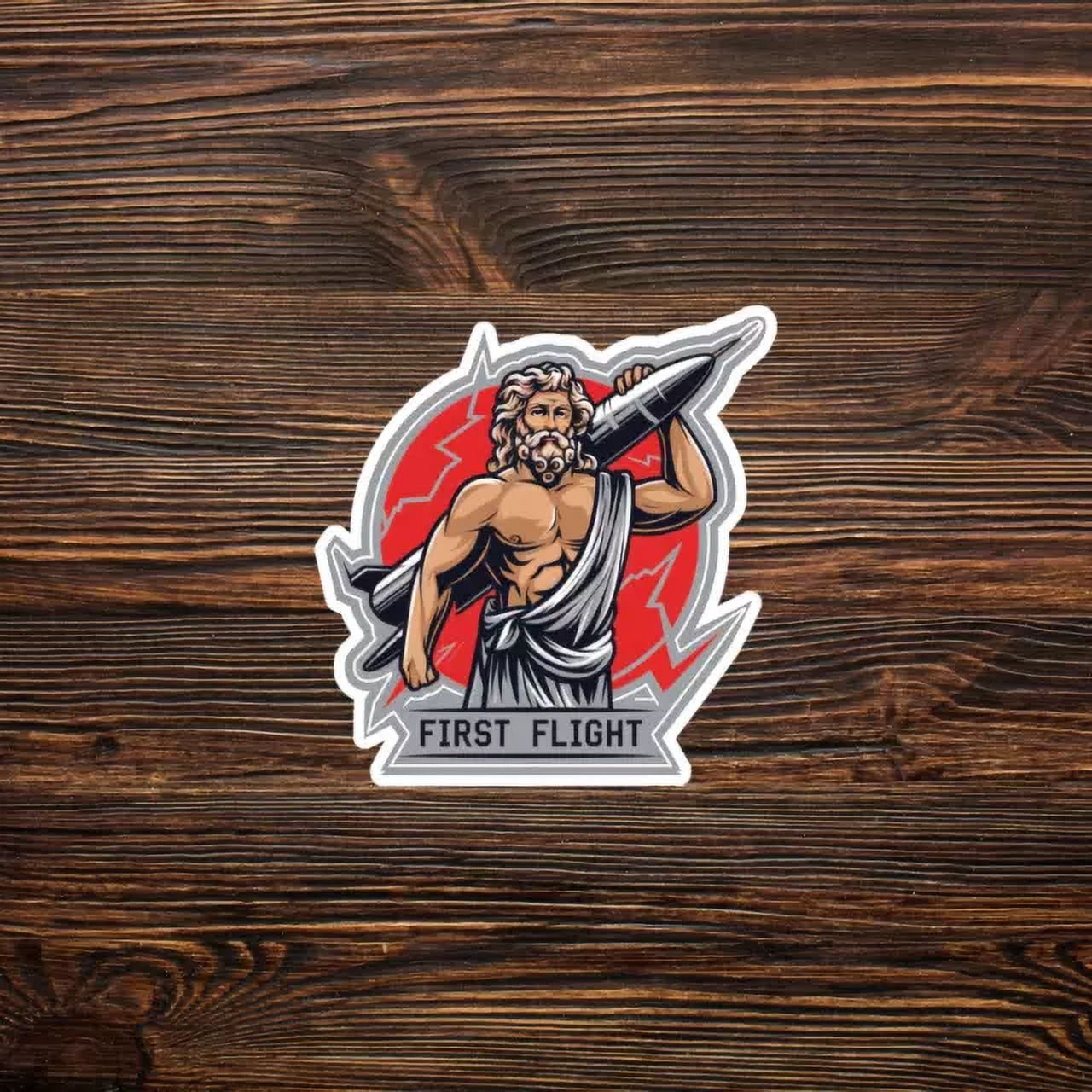 First Flight Zeus Throwing Missile Retro Style Sticker Decalphone Decal ...