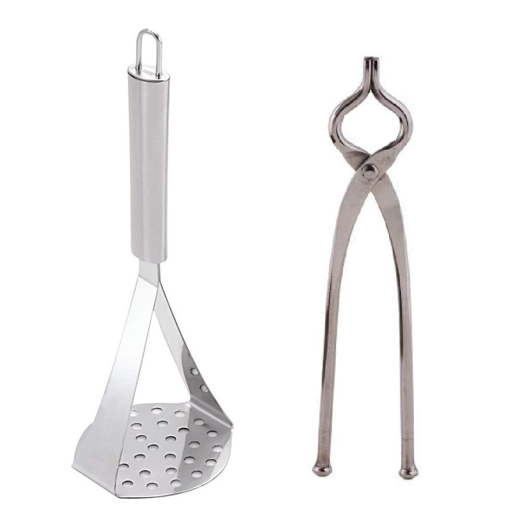 First Front Stainless Steel Kitchen Combo Set of Potato Vegetables Pav Bhaji Masher with Sandasi ...