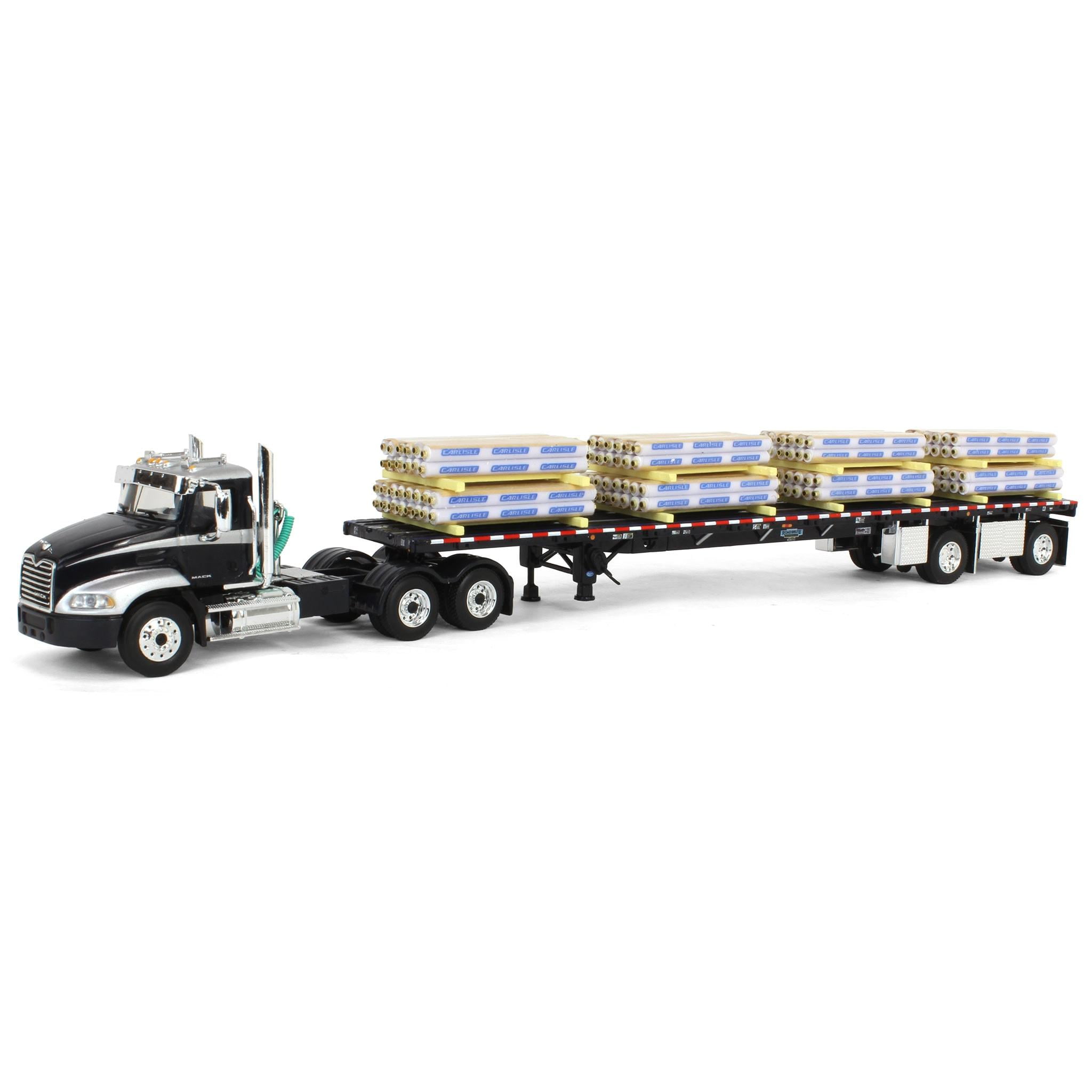 First Gear 1/64 Black Mack Pinnacle w/ 53ft Wilson Trailer & Paper ...
