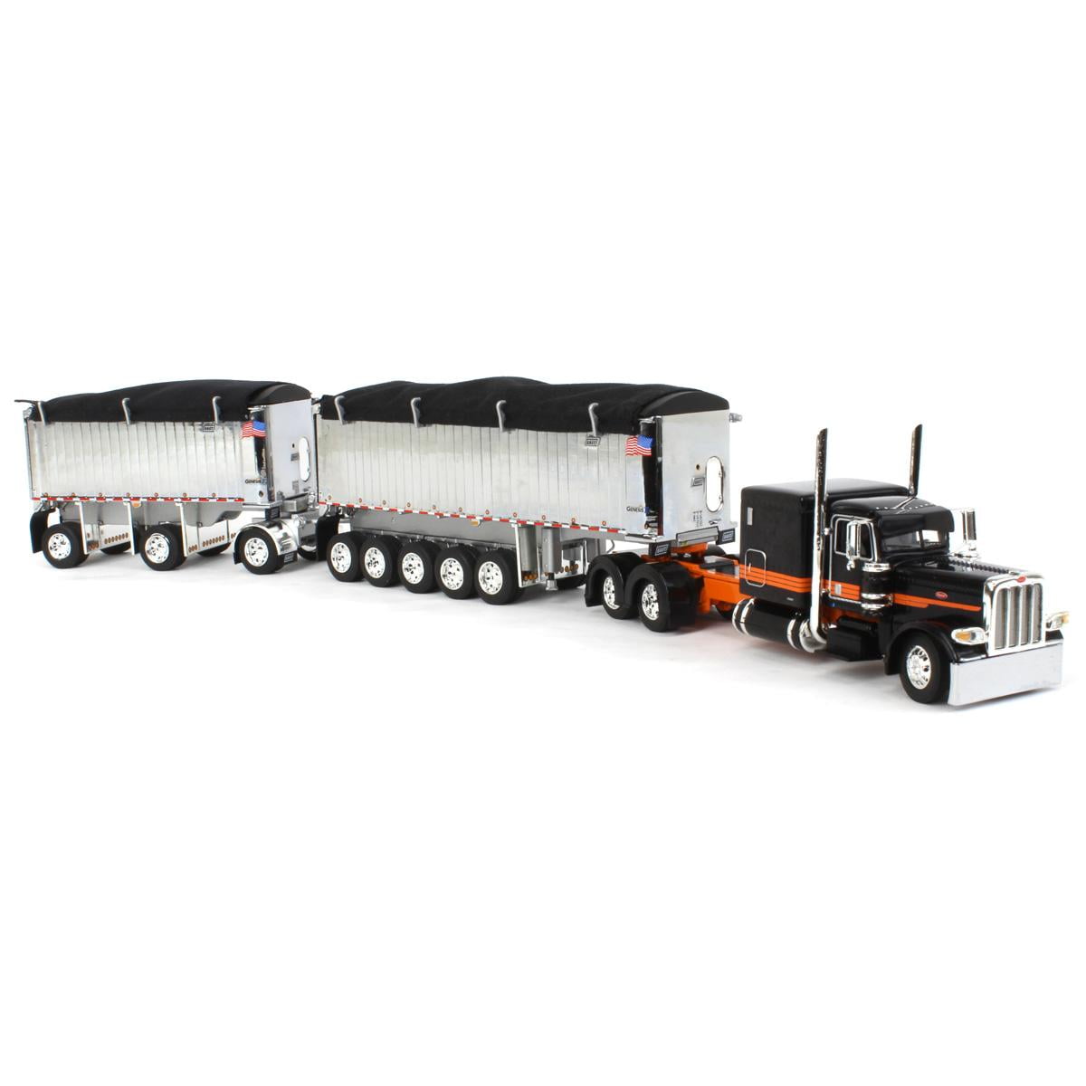 First Gear DCP 1/64 Black/Orange/Chrome Peterbilt 389 w/ Chrome East ...