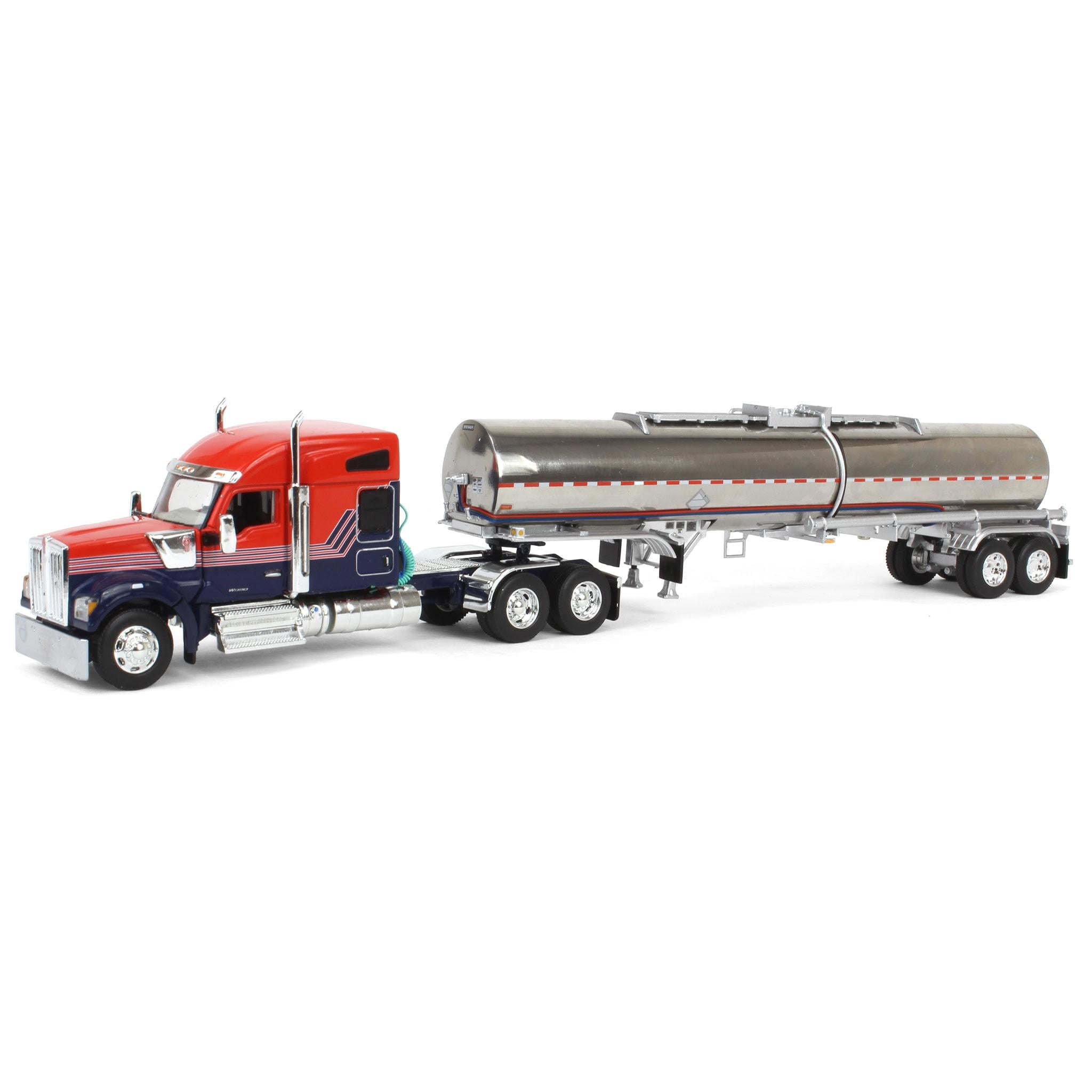 First Gear DCP 1/64 Red & Blue Kenworth W990 76in Sleeper with Brenner ...