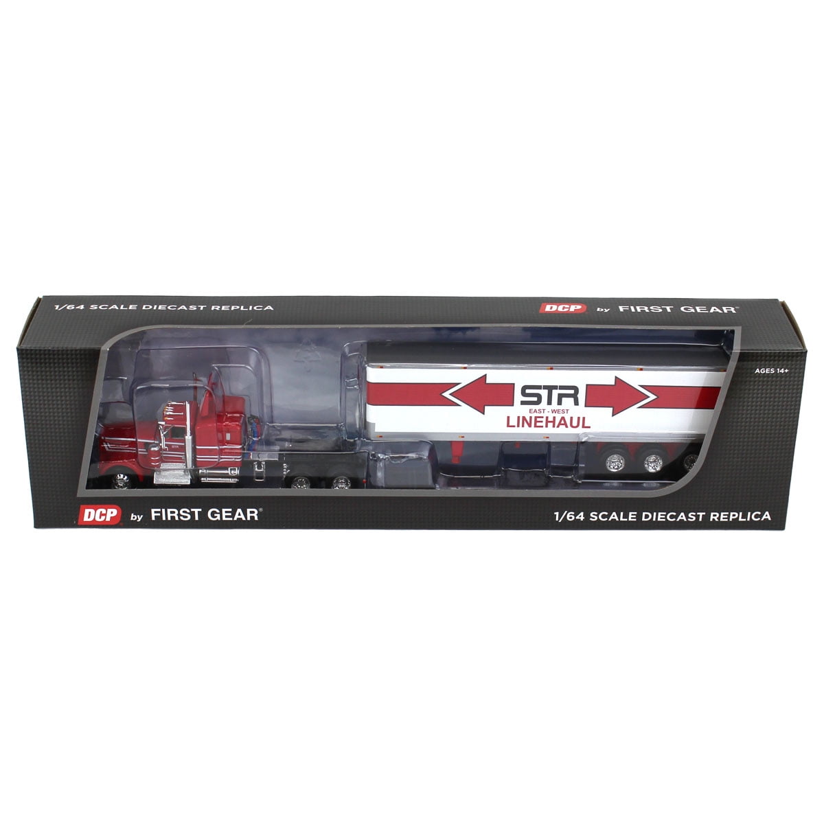 First Gear DCP 1/64 Red & White Kenworth W900A w/ 40' Tri-axle Dry Van ...