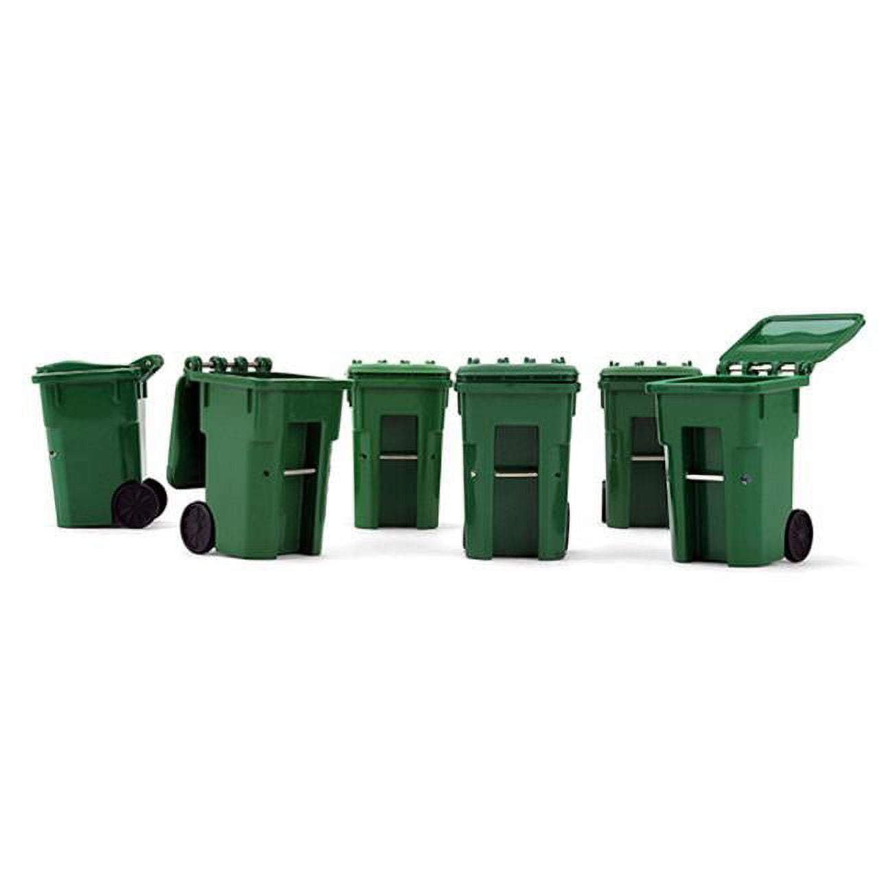 First Gear Set of 6 Trash Bins in Green Sturdy Plastic Opening Lid ...