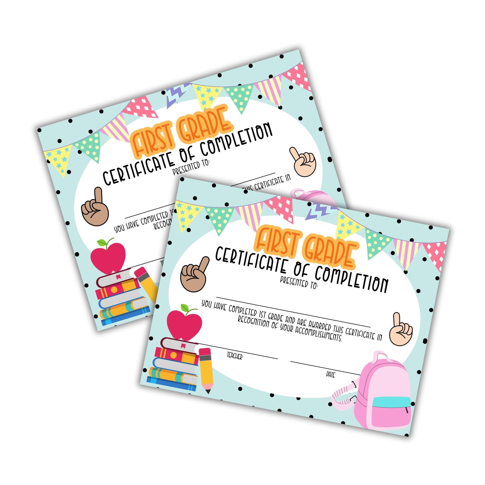First Grade 1st Certificate of Completion Graduation Diploma 30pk 8 ...