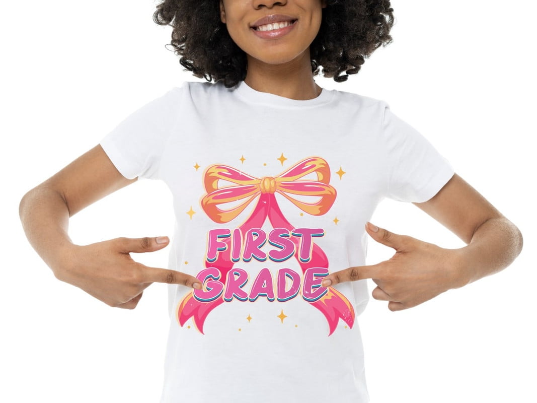First Grade Bow T-Shirt for Girls – 100% Cotton Back to School Shirt ...