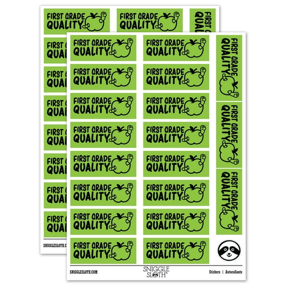 First Grade Quality Teacher Student School Sticker Set - Light Green ...
