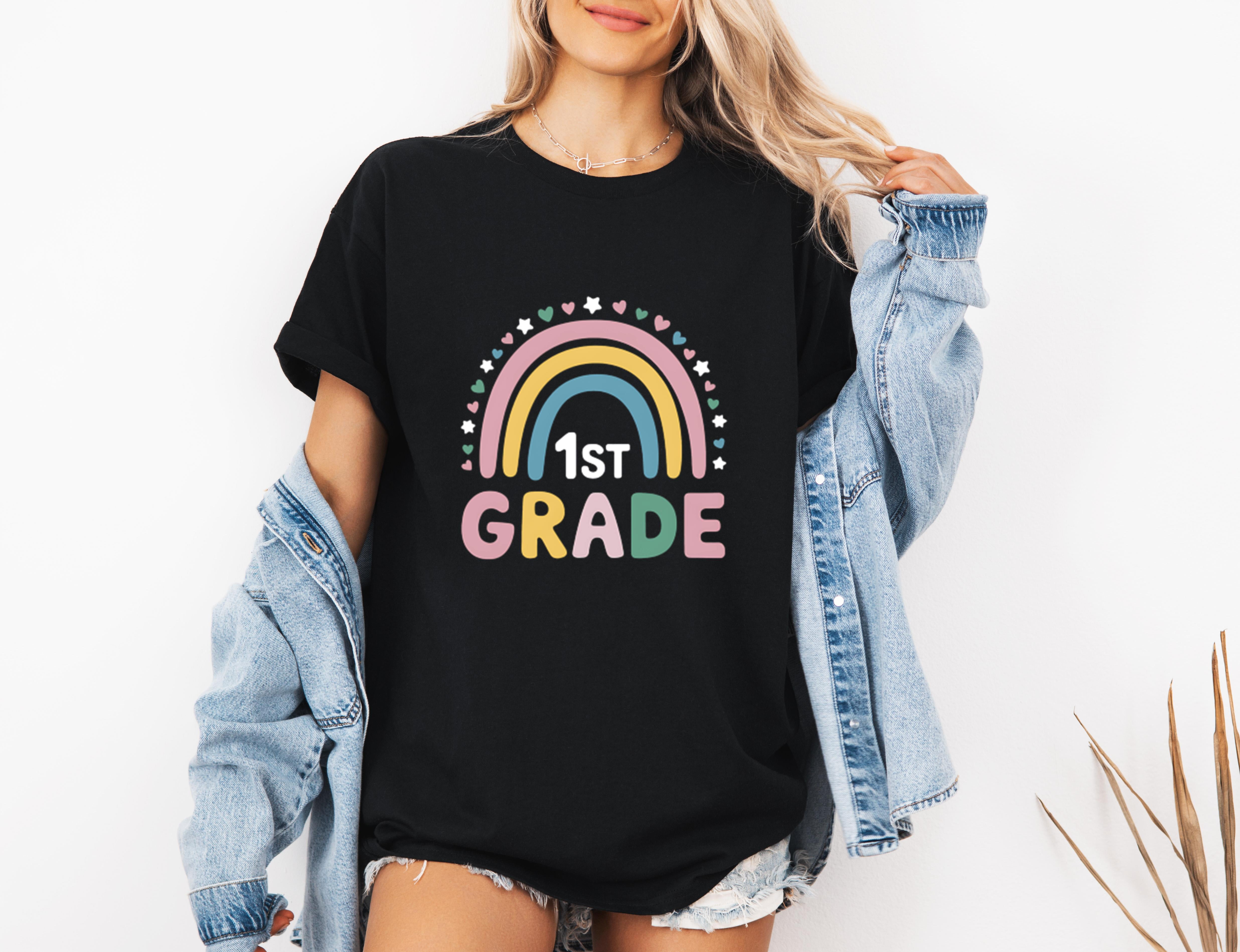 First Grade Rainbow Girls Boys Teacher Team 1st Grade Squad Crew Cute T ...