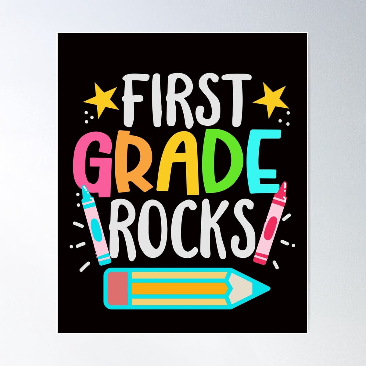 First Grade Rocks Poster Wall Art, Modern Wall Decor For Living Room ...