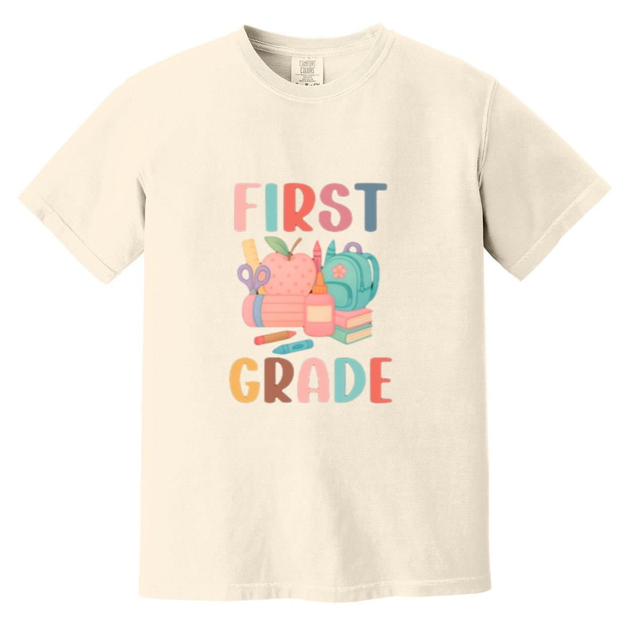 First Grade Student Funny Back To School First Day School Comfort Color ...