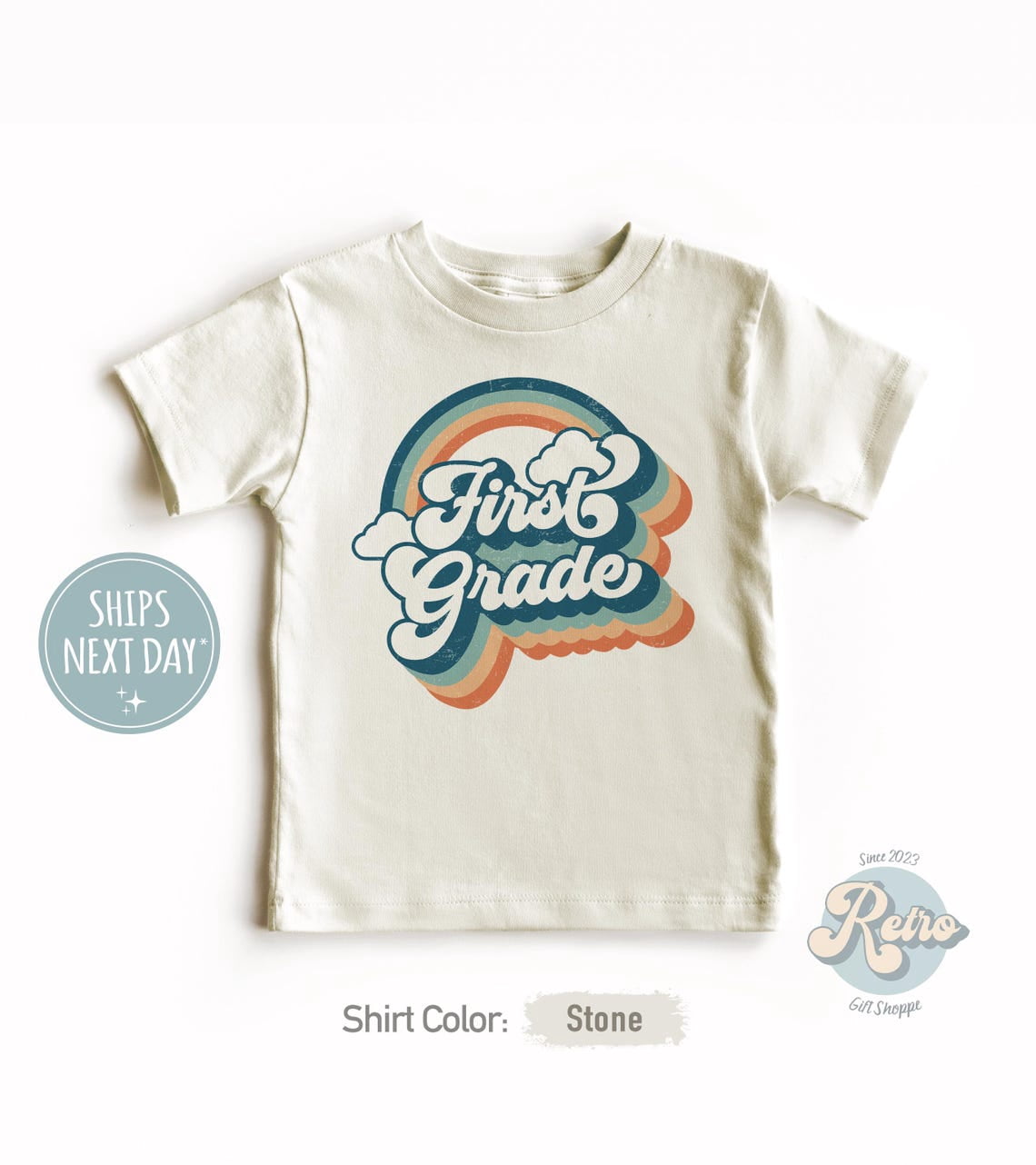 First Grade Toddler Shirt - Back To School Natural Kids Tee - Retro ...