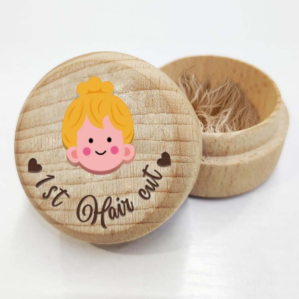 First Haircut Keepsake Wooden Baby Girl Hair Box First Haircut Keepsake ...