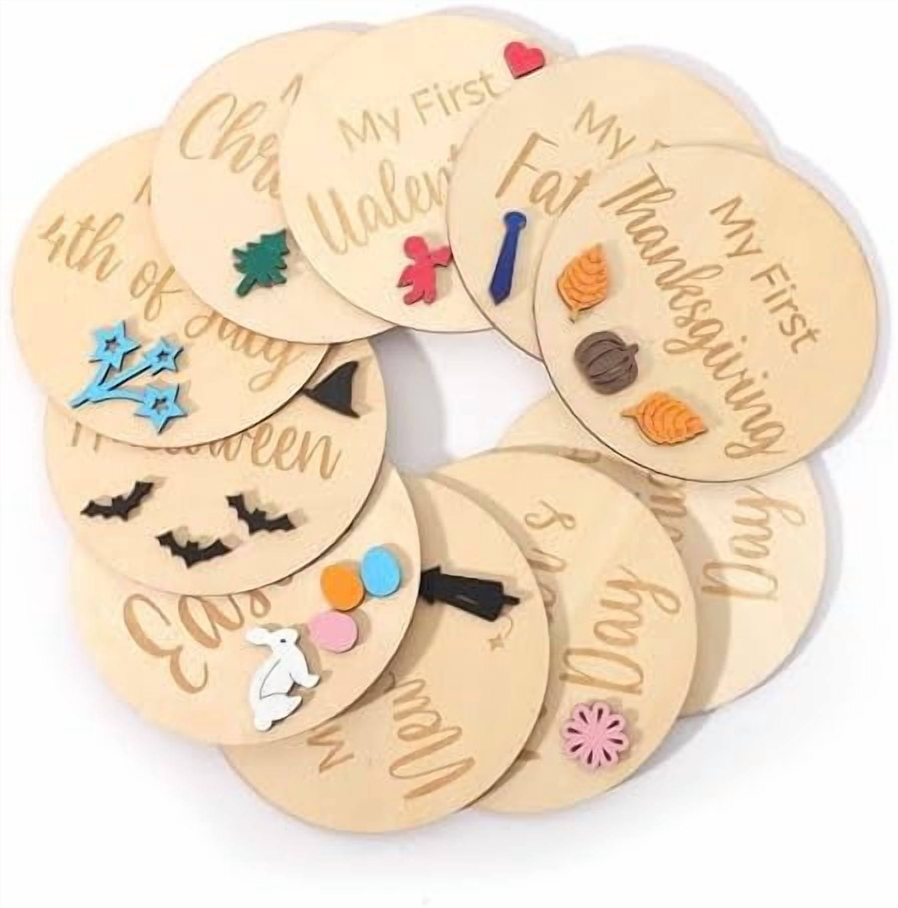 My First Holiday Milestone Cards - Baby First Holiday Wood Sign Baby ...