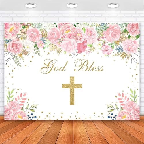 First Holy Communion Baby Shower Backdrop Floral First Communion ...