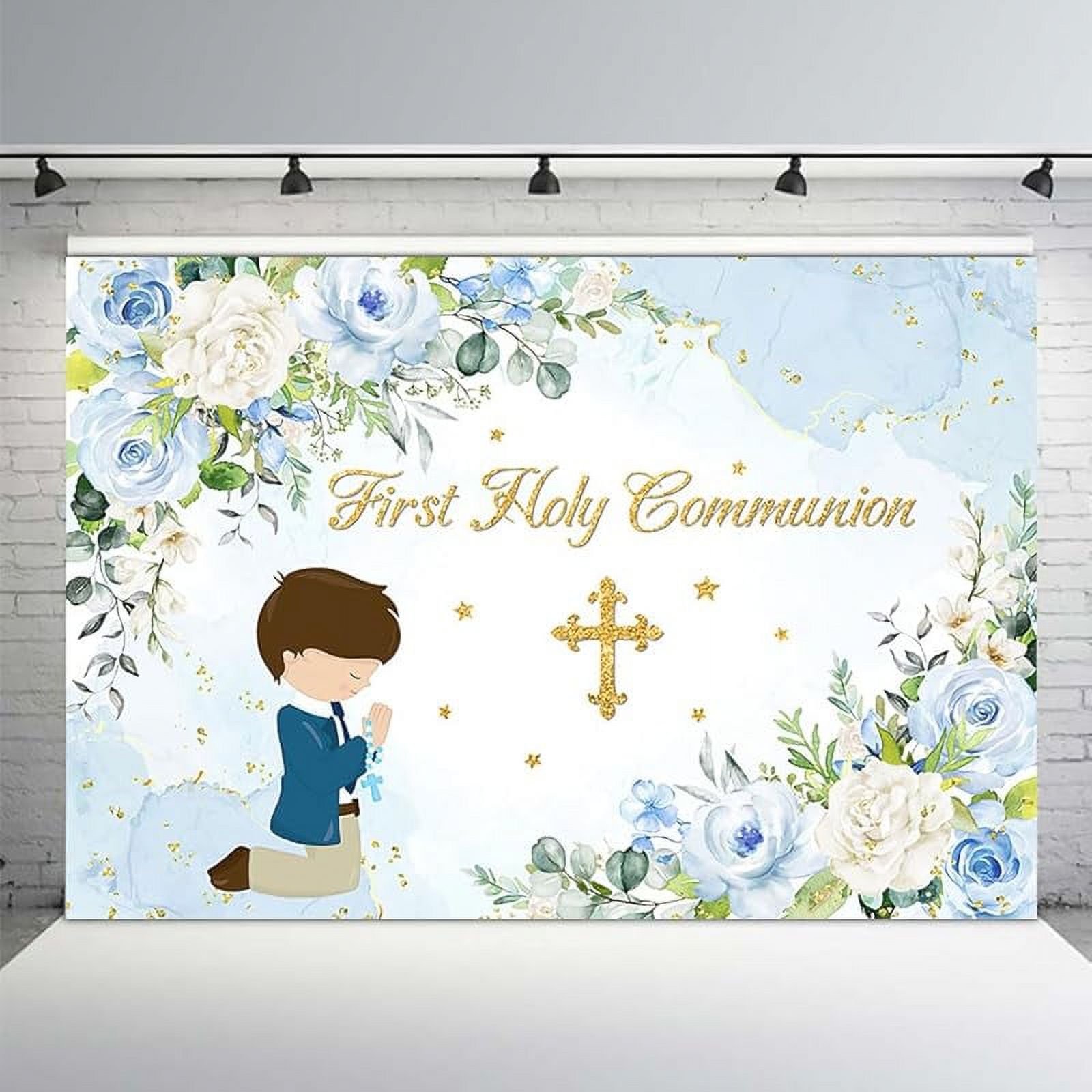 First Holy Communion Backdrop God Bless Girls Baptism Party Decorations ...
