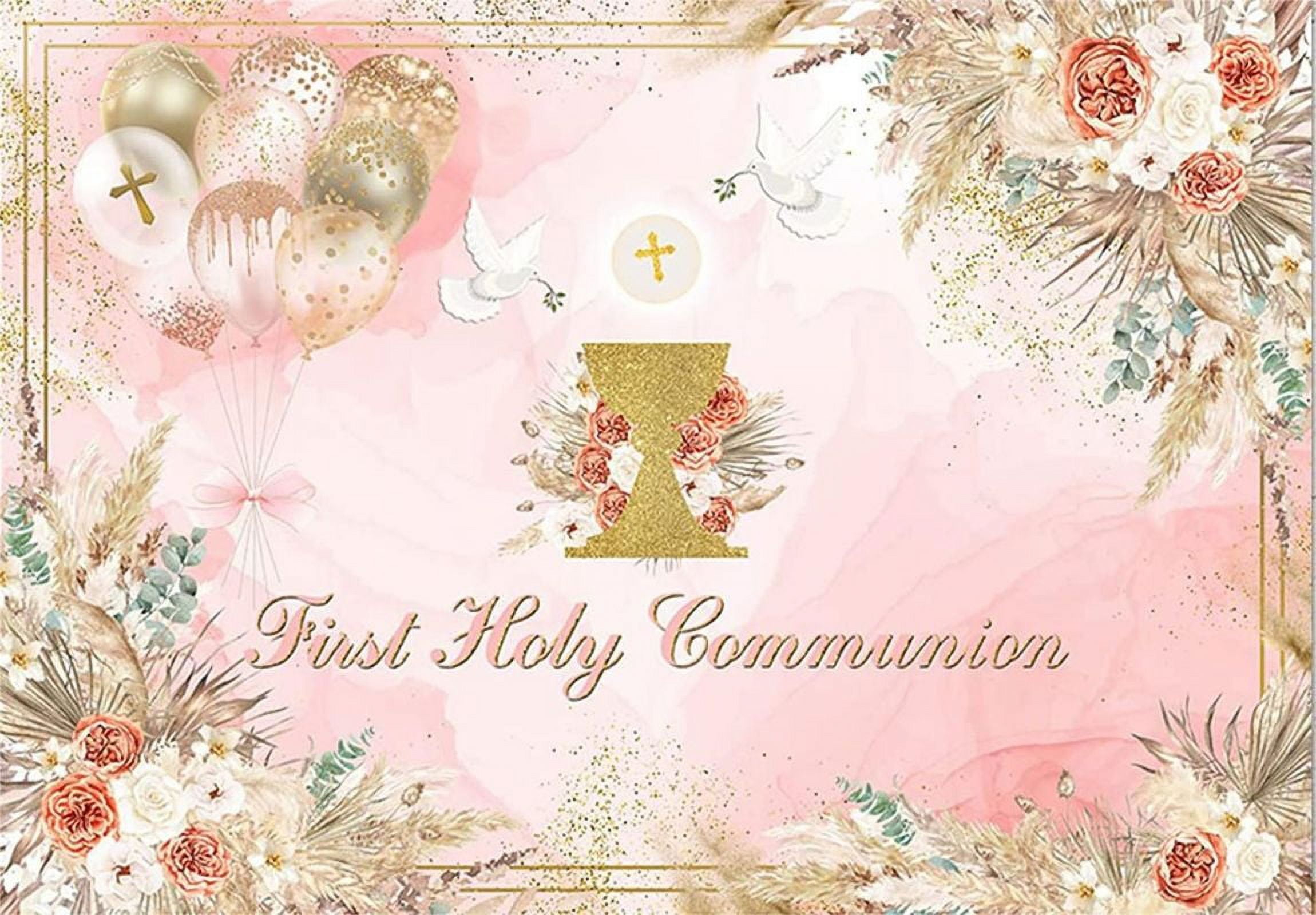 First Holy Communion Backdrop Party Photography Background Baptism ...