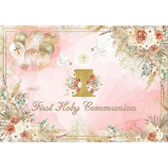 First Holy Communion Backdrop Party Photography Background Baptism ...