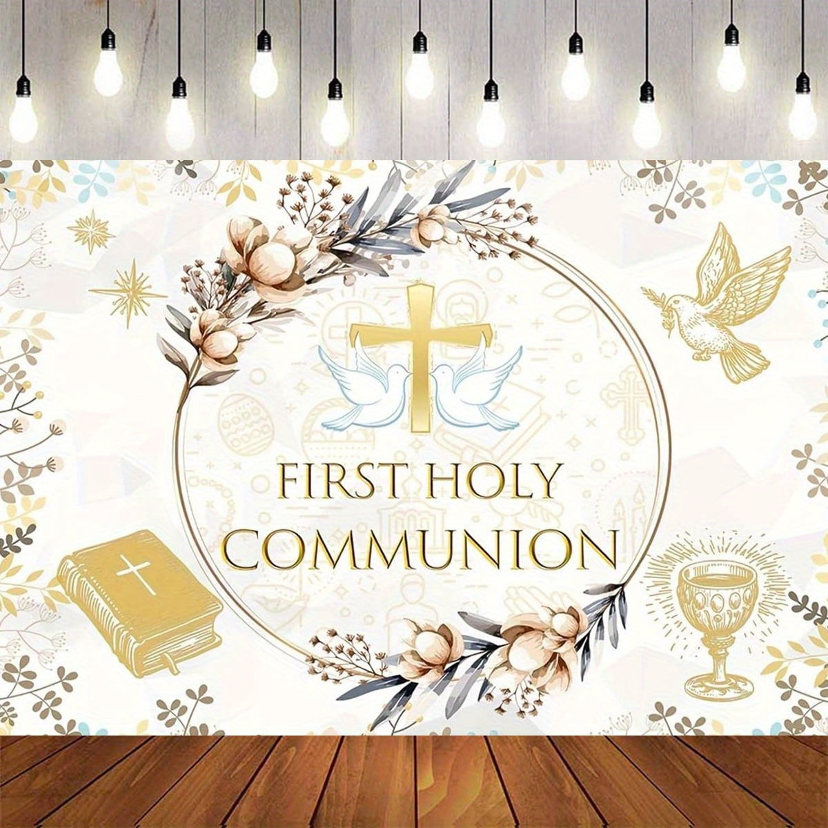 First Holy Communion Baptism Backdrop God Bless Holy Communion Banner ...