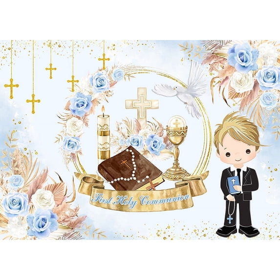 First Holy Communion Baptism God Bless Kid Mi Primera Comunion Party r ...