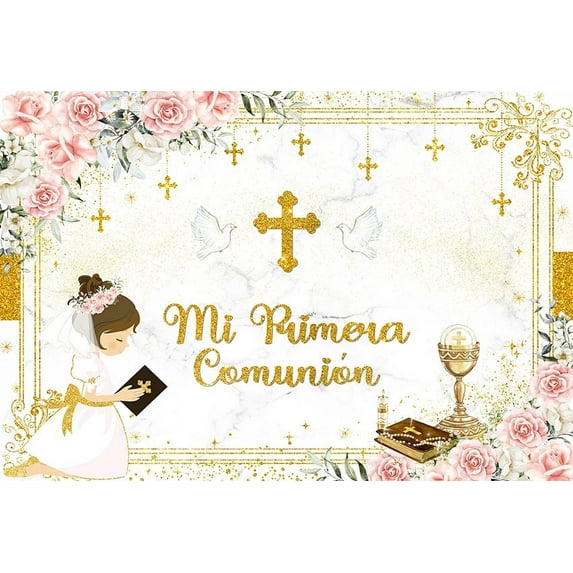First Holy Communion Baptism God Bless Kid Mi Primera Comunion Party r ...