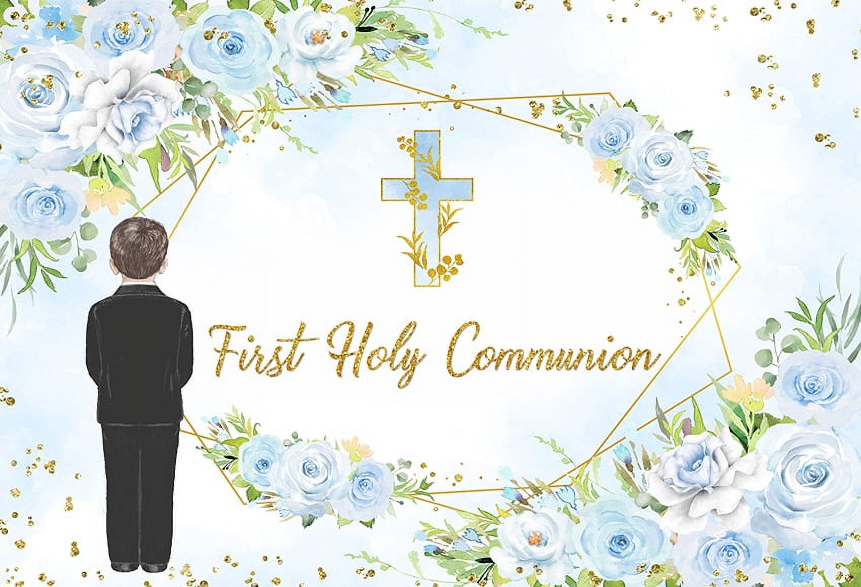 First Holy Communion Baptism God Bless Kid Mi Primera Comunion Party r ...