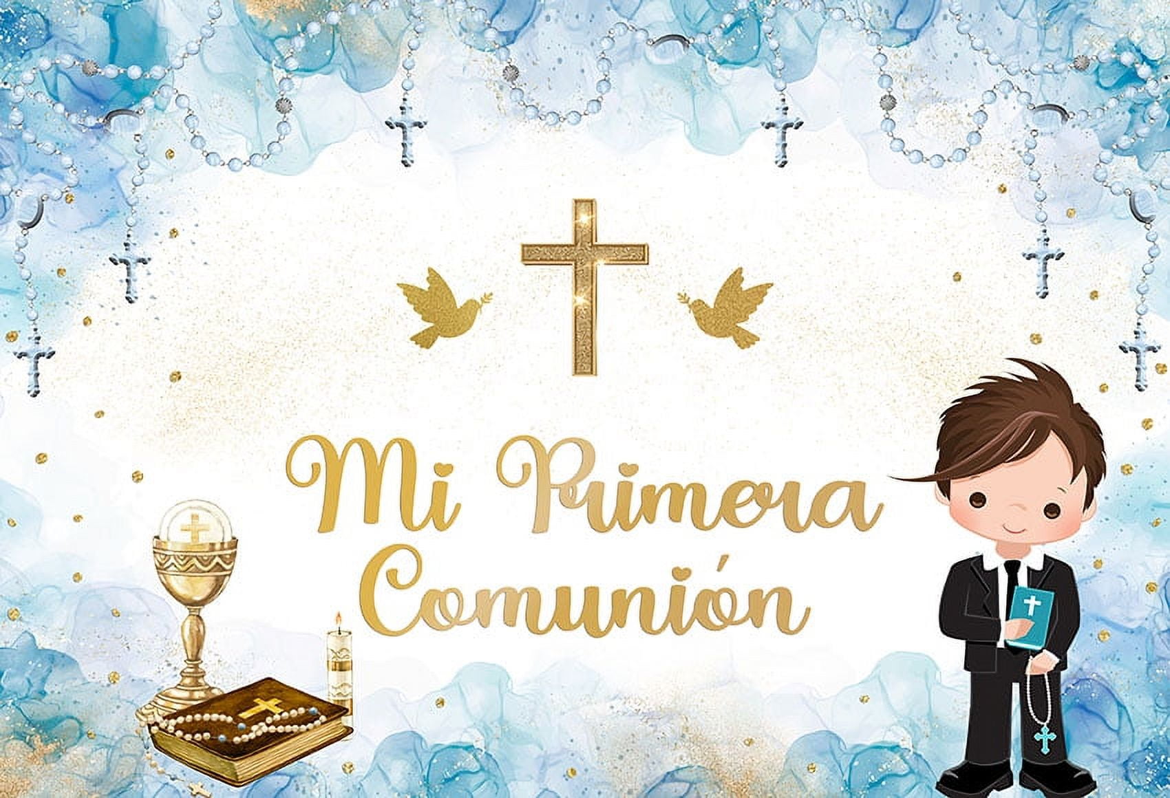 First Holy Communion Baptism God Bless Kid Mi Primera Comunion Party r Photo Backdrop Studio ...