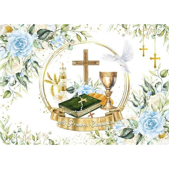 First Holy Communion Baptism God Bless Kid Mi Primera Comunion Party r ...