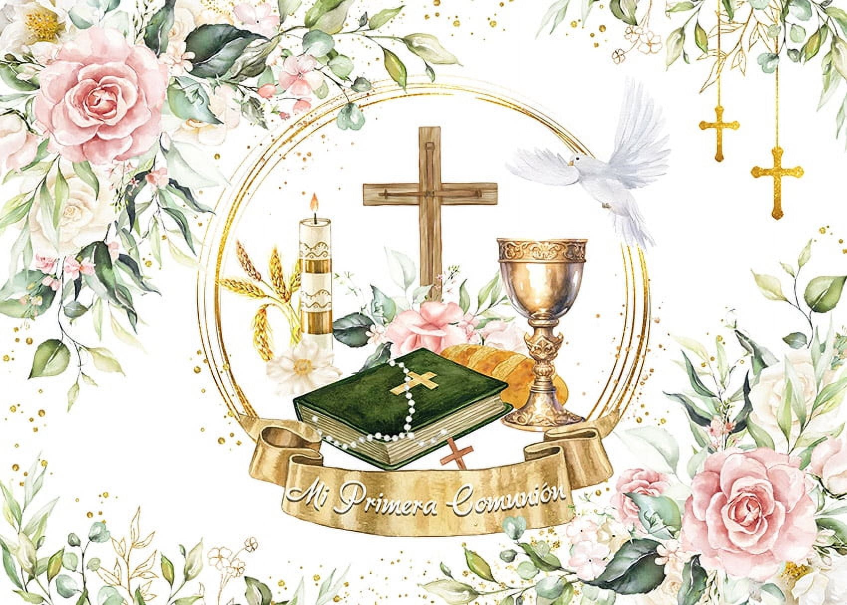 First Holy Communion Baptism God Bless Kid Mi Primera Comunion Party r ...