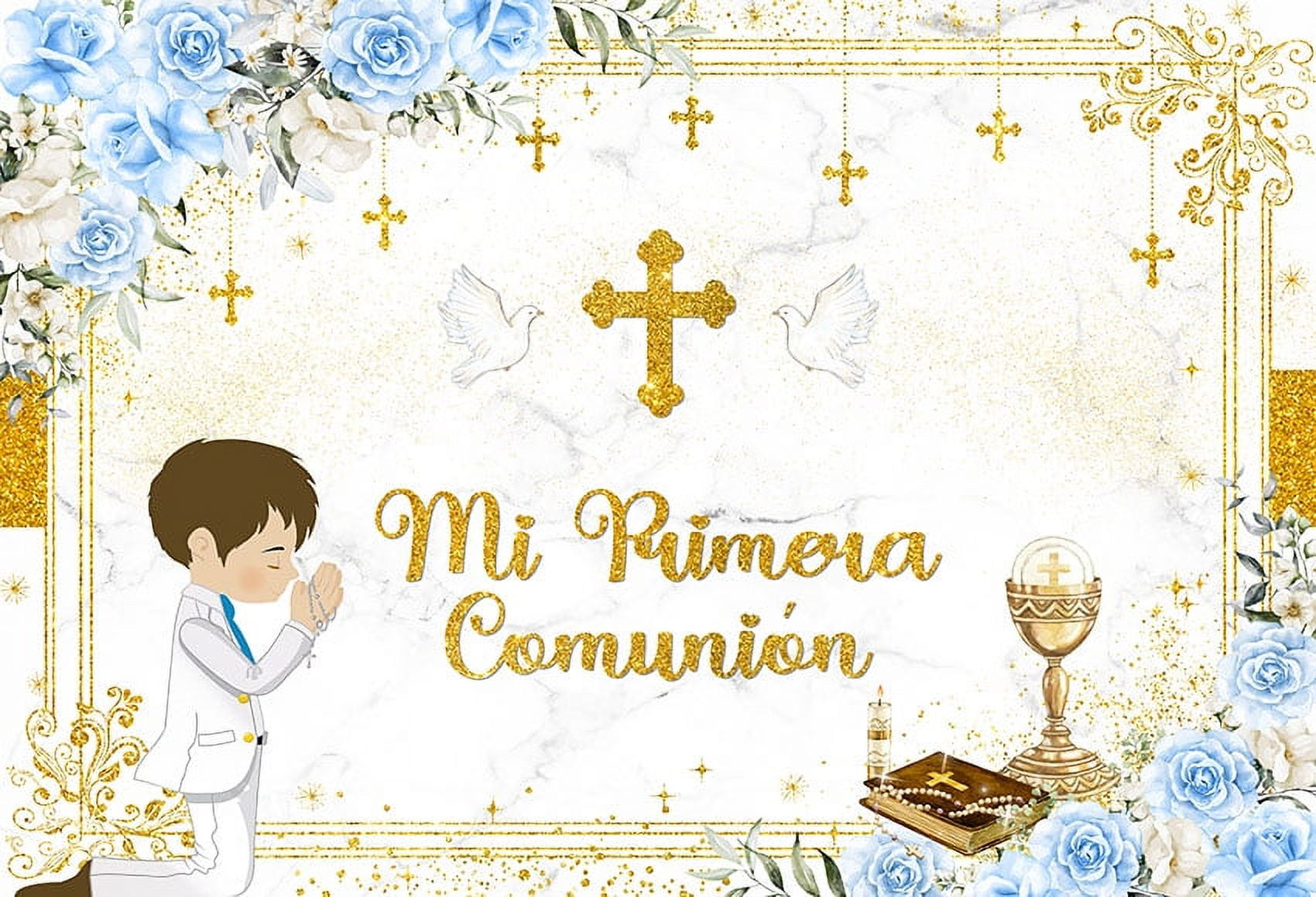 First Holy Communion Baptism God Bless Kid Mi Primera Comunion Party r ...