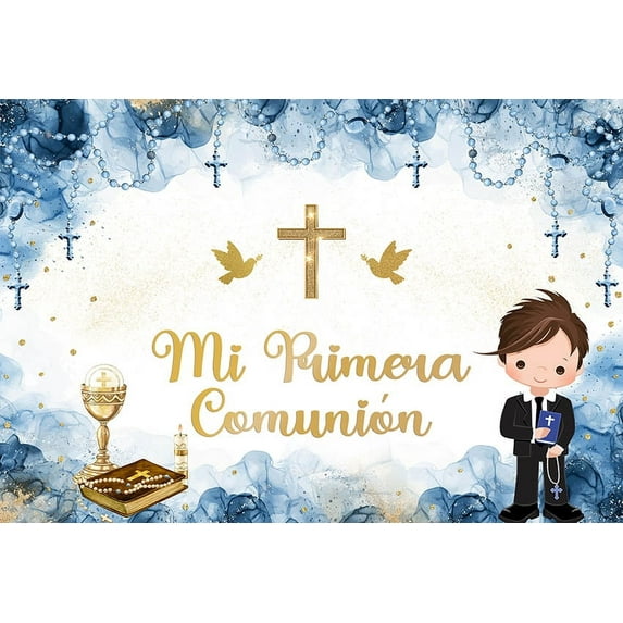 First Holy Communion Baptism God Bless Kid Mi Primera Comunion Party r ...