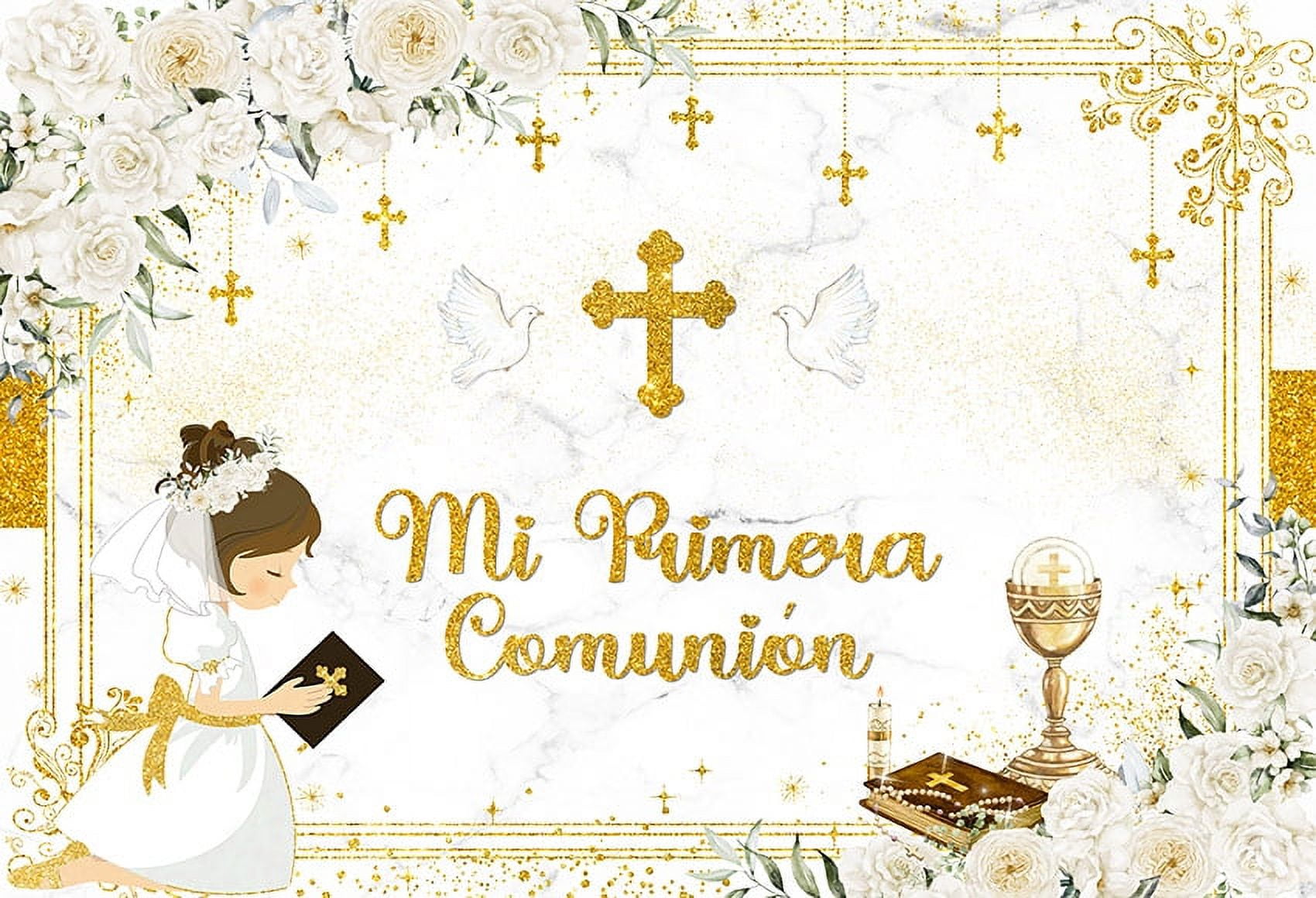 First Holy Communion Baptism God Bless Kid Mi Primera Comunion Party r ...