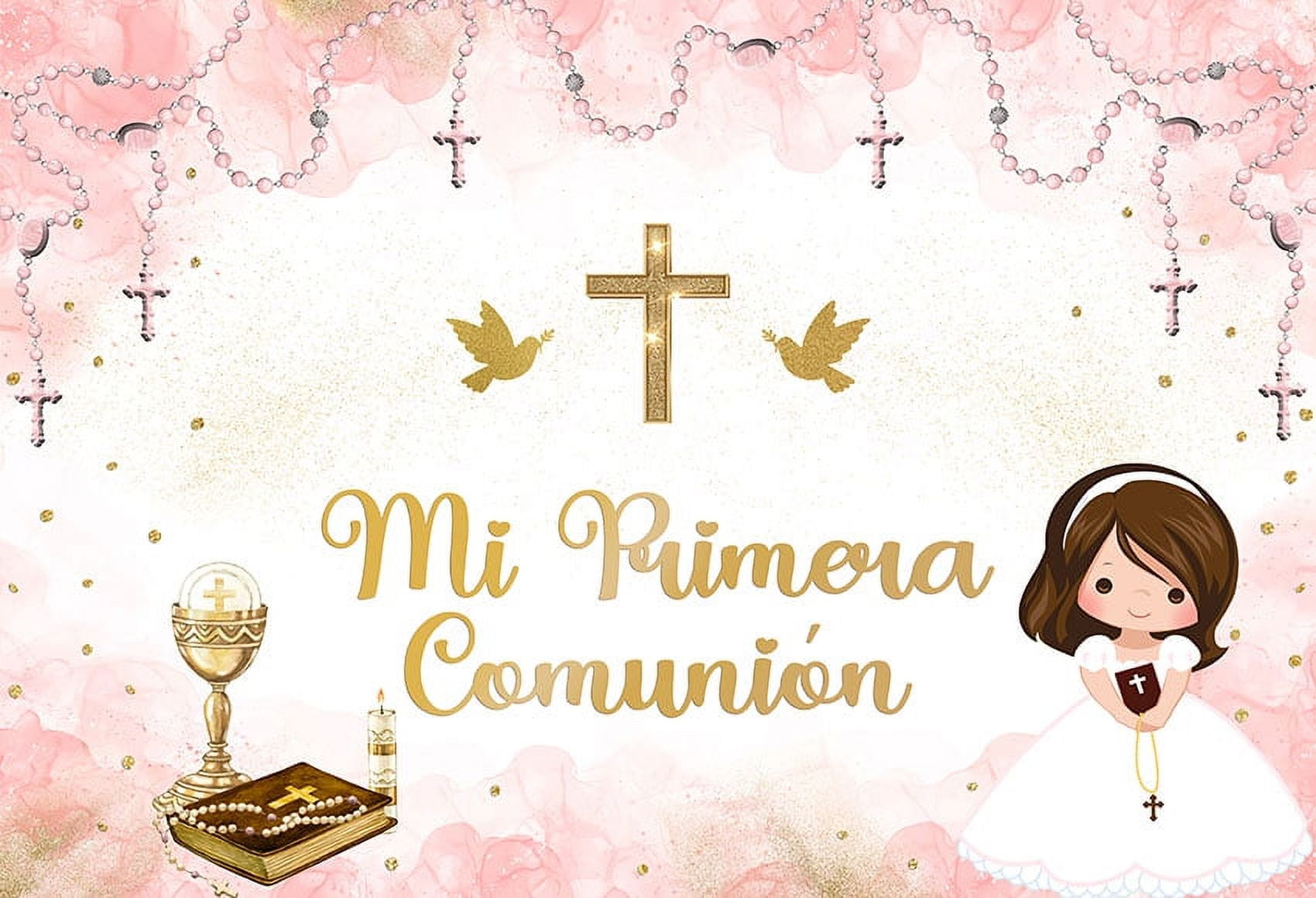 First Holy Communion Baptism Mi Primera Comunion Kid God Bless Party r ...