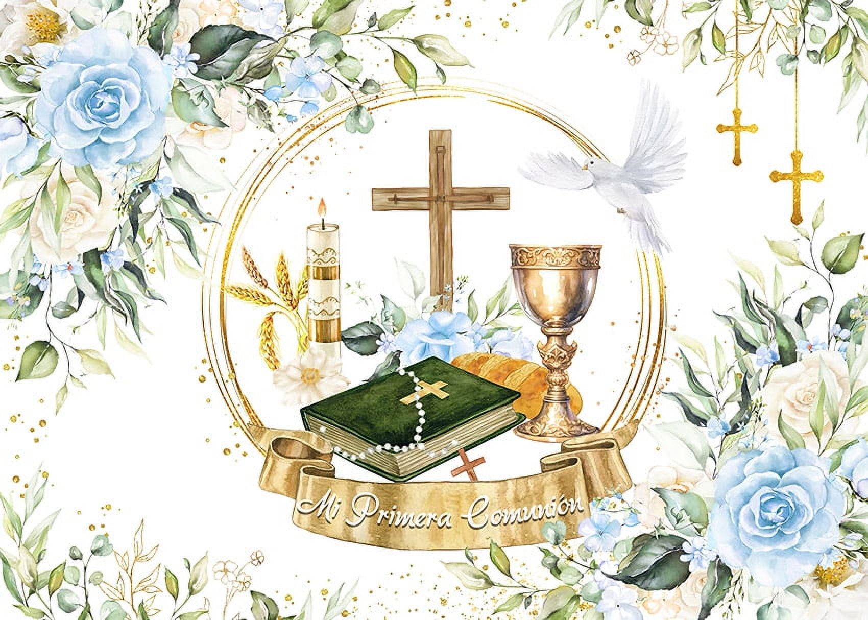 First Holy Communion Baptism Mi Primera Comunion Kid God Bless Party r ...