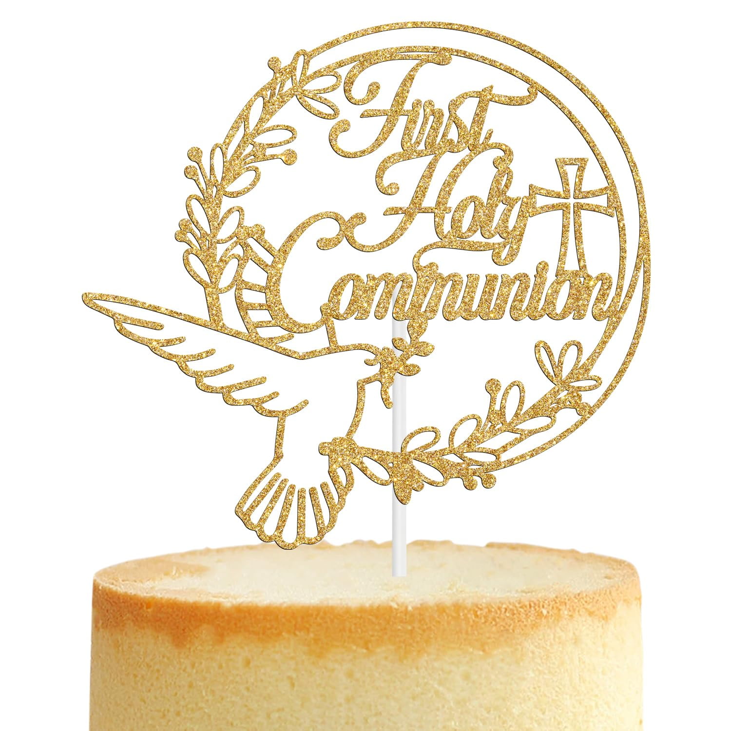 First Holy Communion Cake Topper, Peace AIS1 Pigeon Cross Religious ...