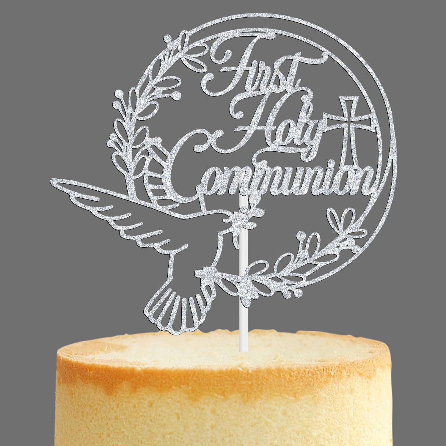 First Holy Communion Cake Topper, Peace BSL1 Pigeon Cross Religious ...