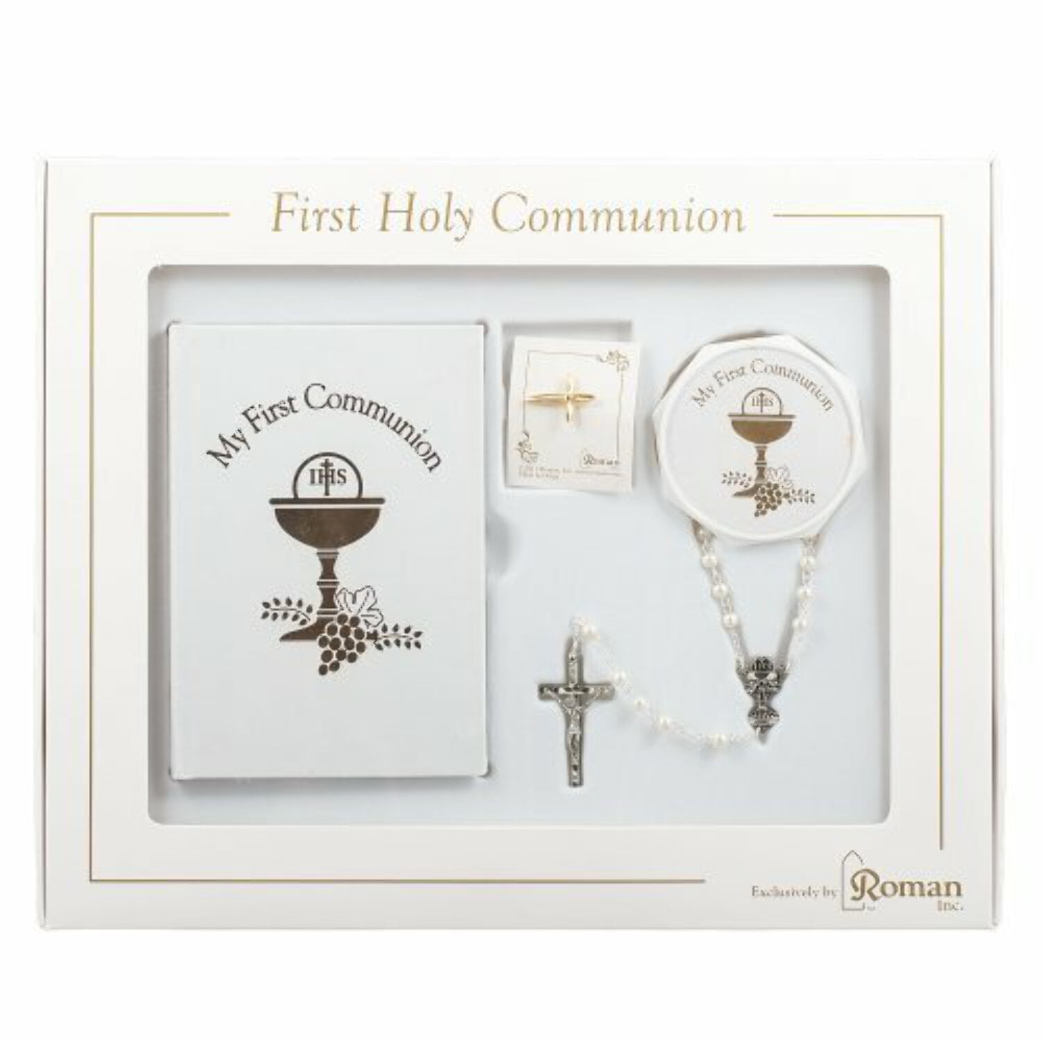 First Holy Communion Gift Set for Girl with Common Prayers Book, Rosary ...